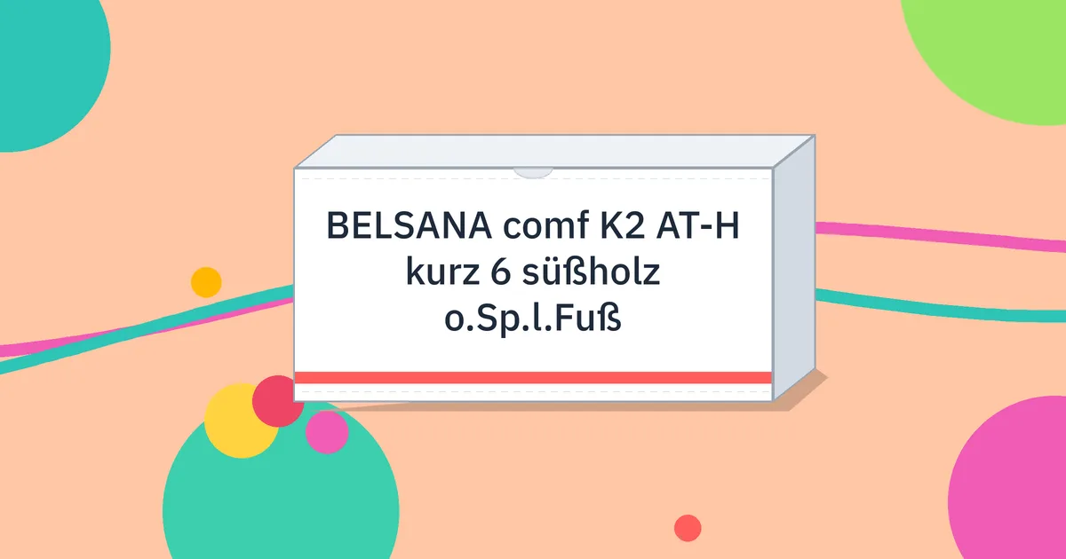 Symbolbild: Packung mit der Aufschrift BELSANA comf K2 AT-H kurz 6 süßholz o.Sp.l.Fuß (PZN 12332003) – Verfügbarkeit und Bezug in Apotheken in Frankfurt am Main