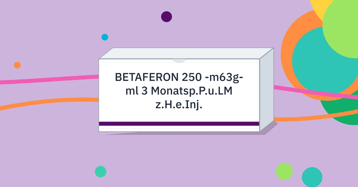 Symbolbild: Packung mit der Aufschrift BETAFERON 250 -m63g-ml 3 Monatsp.P.u.LM z.H.e.Inj. (PZN 16369055) – Verfügbarkeit und Bezug in Apotheken in Frankfurt am Main