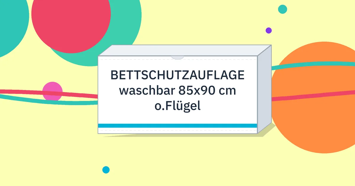 Symbolbild: Packung mit der Aufschrift BETTSCHUTZAUFLAGE waschbar 85x90 cm o.Flügel (PZN 19341169) – Verfügbarkeit und Bezug in Apotheken in Frankfurt am Main