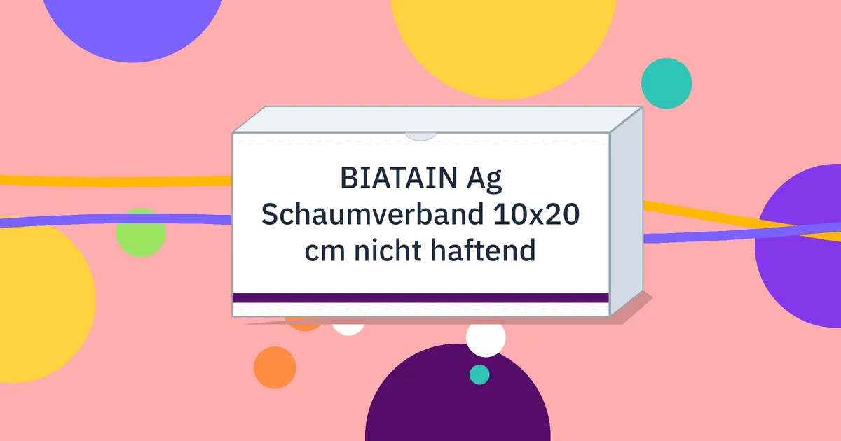 Symbolbild: Packung mit der Aufschrift BIATAIN Ag Schaumverband 10x20 cm nicht haftend (PZN 20008647) – Verfügbarkeit und Bezug in Apotheken in Frankfurt am Main