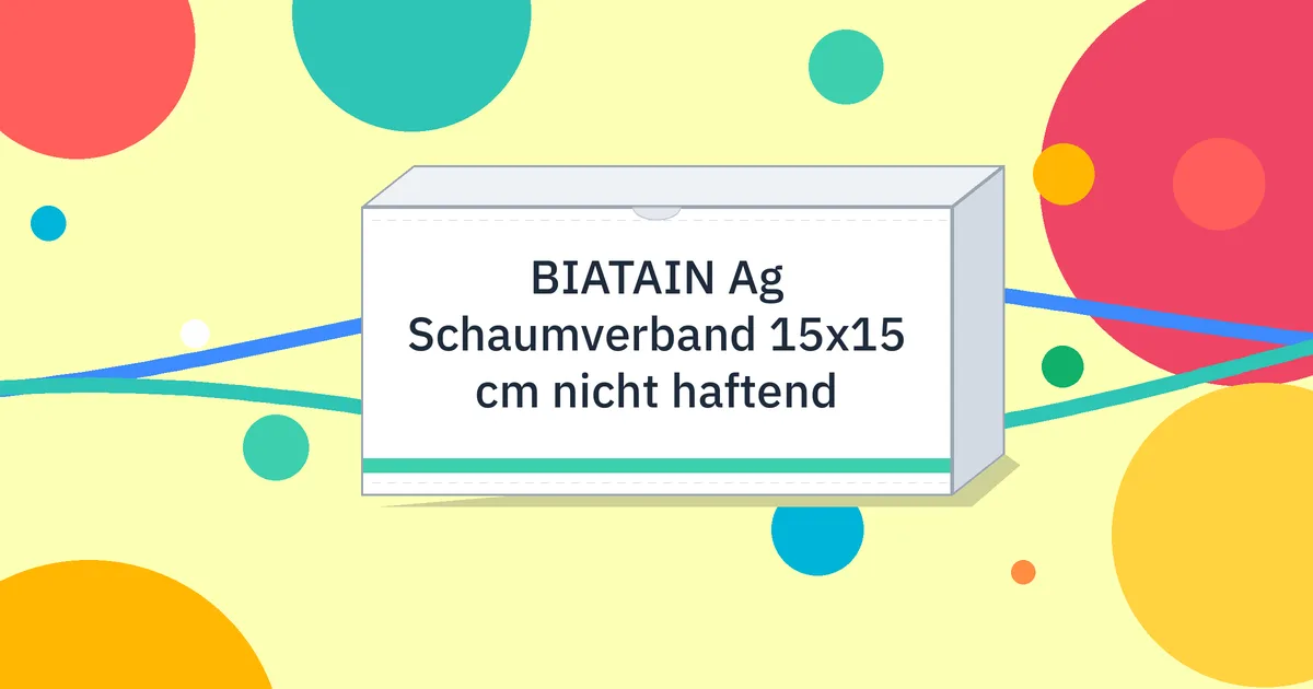 Symbolbild: Packung mit der Aufschrift BIATAIN Ag Schaumverband 15x15 cm nicht haftend (PZN 18125570) – Verfügbarkeit und Bezug in Apotheken in Frankfurt am Main