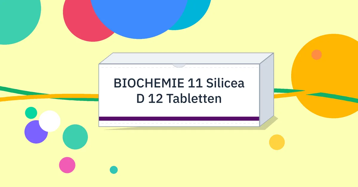 Symbolbild: Packung mit der Aufschrift BIOCHEMIE 11 Silicea D 12 Tabletten (PZN 04130863) – Verfügbarkeit und Bezug in Apotheken in Frankfurt am Main