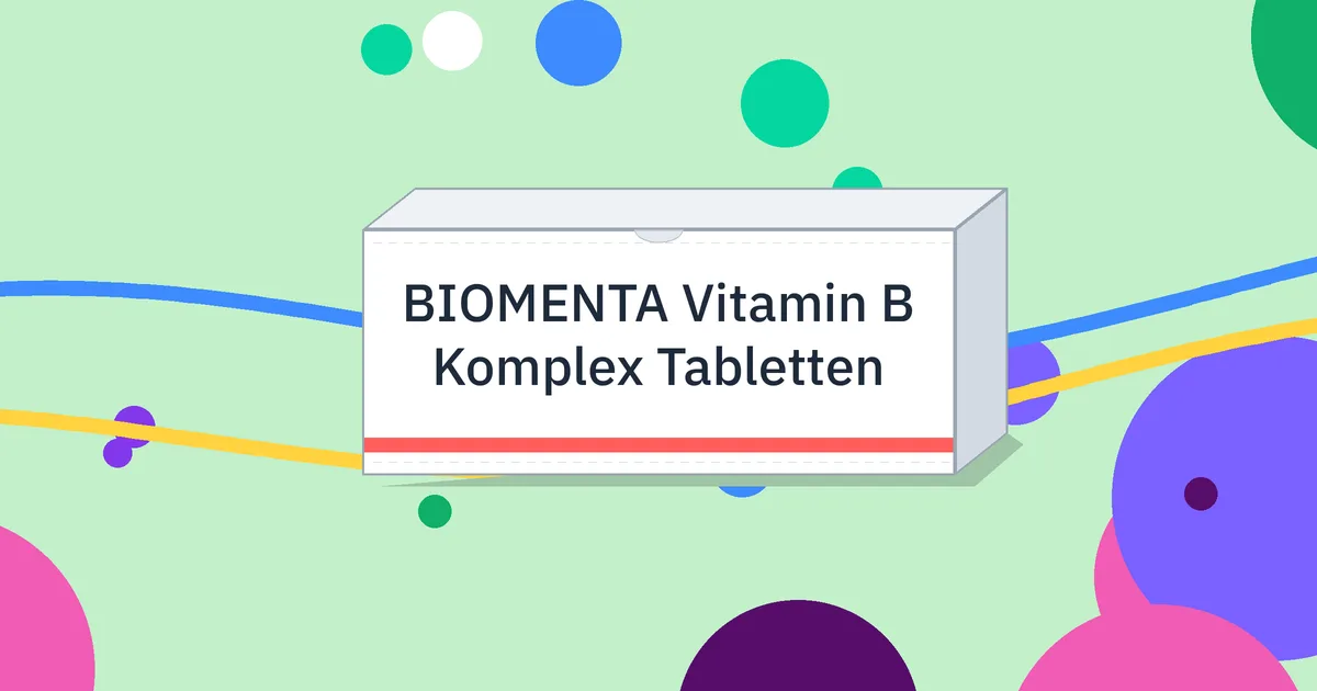 Symbolbild: Packung mit der Aufschrift BIOMENTA Vitamin B Komplex Tabletten (PZN 14309422) – Verfügbarkeit und Bezug in Apotheken in Frankfurt am Main
