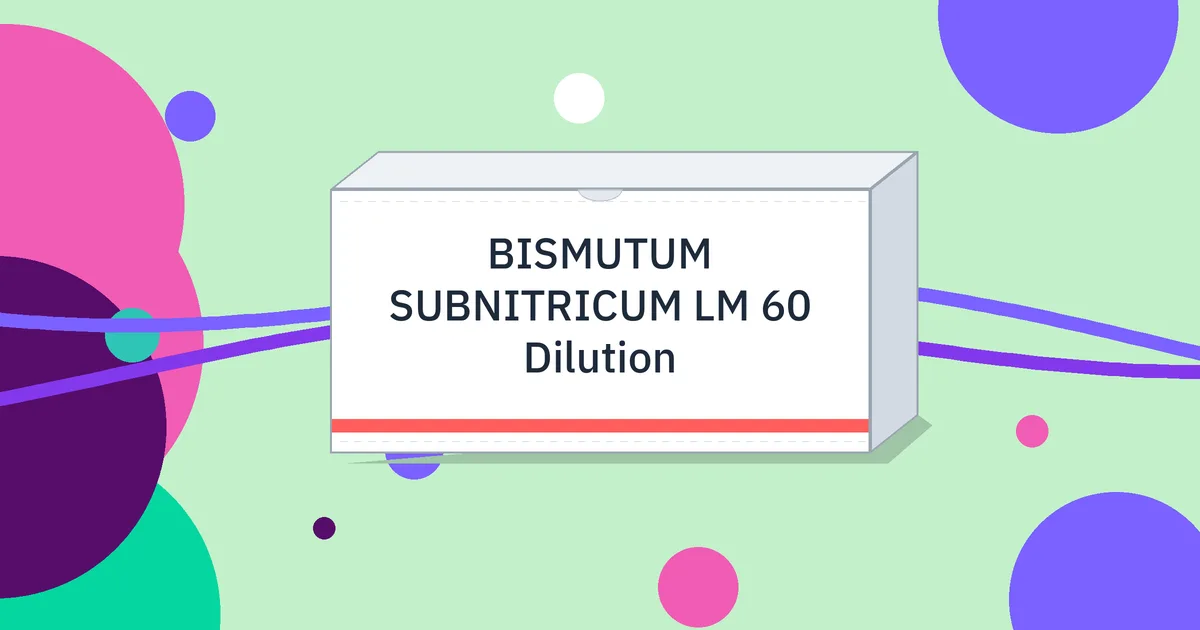 Symbolbild: Packung mit der Aufschrift BISMUTUM SUBNITRICUM LM 60 Dilution (PZN 13389152) – Verfügbarkeit und Bezug in Apotheken in Frankfurt am Main