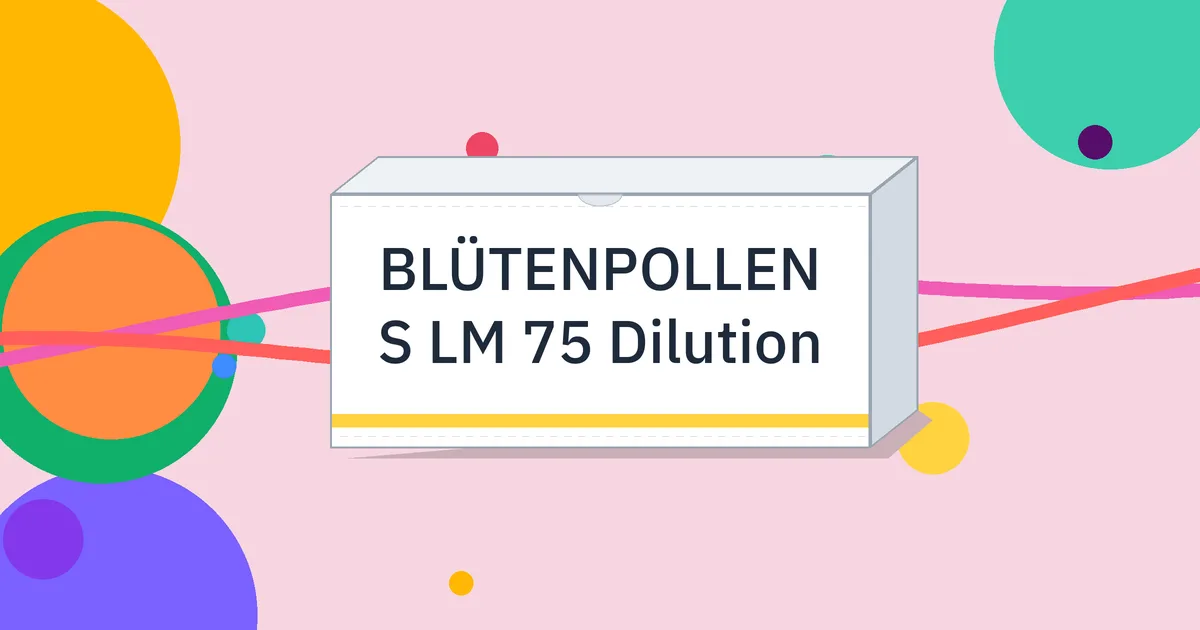 Symbolbild: Packung mit der Aufschrift BLÜTENPOLLEN S LM 75 Dilution (PZN 12795447) – Verfügbarkeit und Bezug in Apotheken in Frankfurt am Main