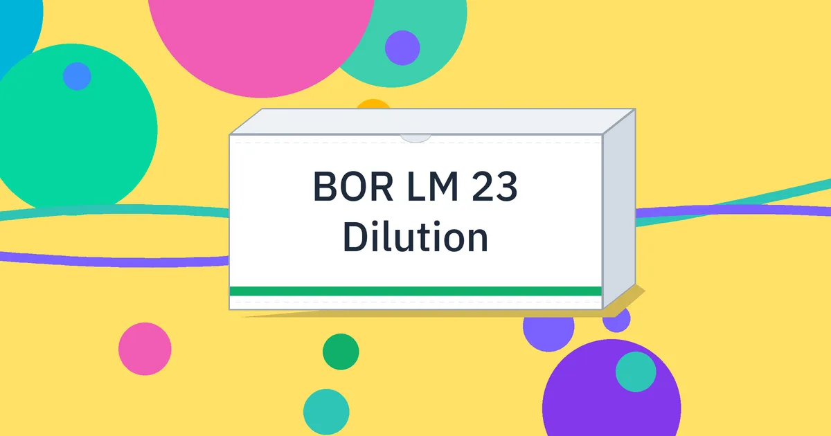 Symbolbild: Packung mit der Aufschrift BOR LM 23 Dilution (PZN 12795803) – Verfügbarkeit und Bezug in Apotheken in Frankfurt am Main