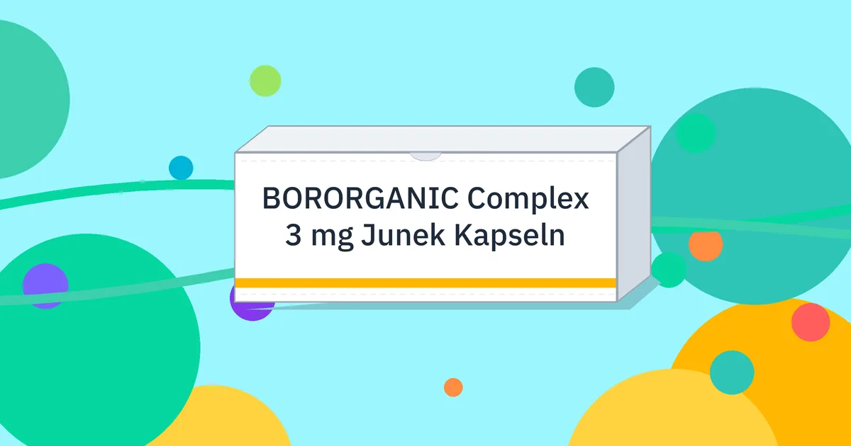 Symbolbild: Packung mit der Aufschrift BORORGANIC Complex 3 mg Junek Kapseln (PZN 10521881) – Verfügbarkeit und Bezug in Apotheken in Frankfurt am Main