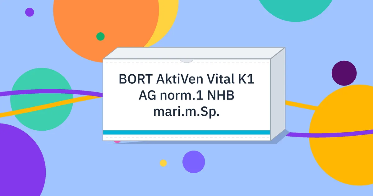 Symbolbild: Packung mit der Aufschrift BORT AktiVen Vital K1 AG norm.1 NHB mari.m.Sp. (PZN 13732408) – Verfügbarkeit und Bezug in Apotheken in Frankfurt am Main