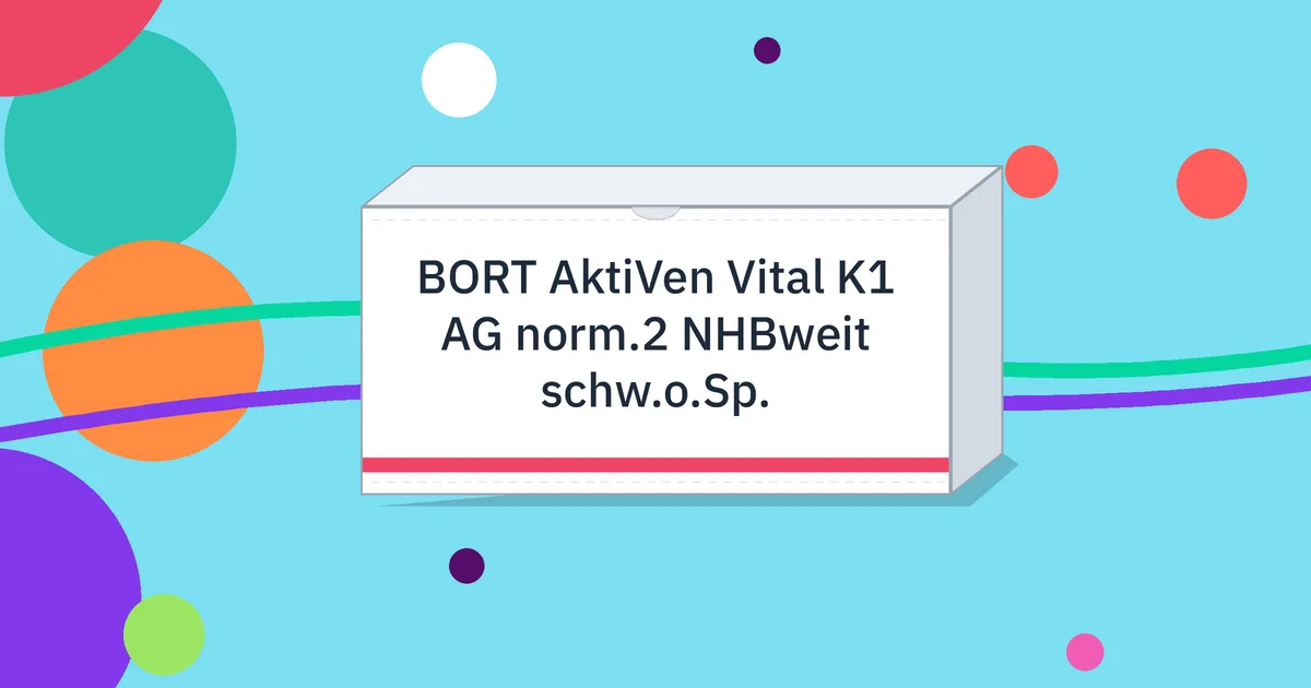 Symbolbild: Packung mit der Aufschrift BORT AktiVen Vital K1 AG norm.2 NHBweit schw.o.Sp. (PZN 13735677) – Verfügbarkeit und Bezug in Apotheken in Frankfurt am Main