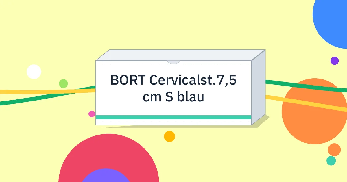 Symbolbild: Packung mit der Aufschrift BORT Cervicalst.7,5 cm S blau (PZN 02761861) – Verfügbarkeit und Bezug in Apotheken in Frankfurt am Main