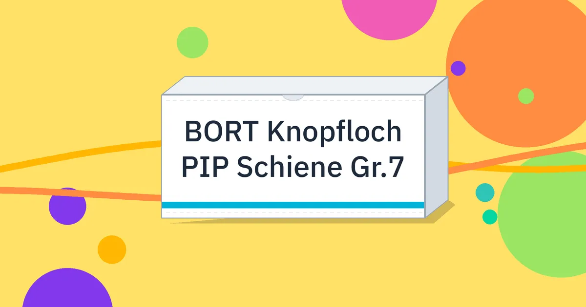 Symbolbild: Packung mit der Aufschrift BORT Knopfloch PIP Schiene Gr.7 (PZN 16847164) – Verfügbarkeit und Bezug in Apotheken in Frankfurt am Main