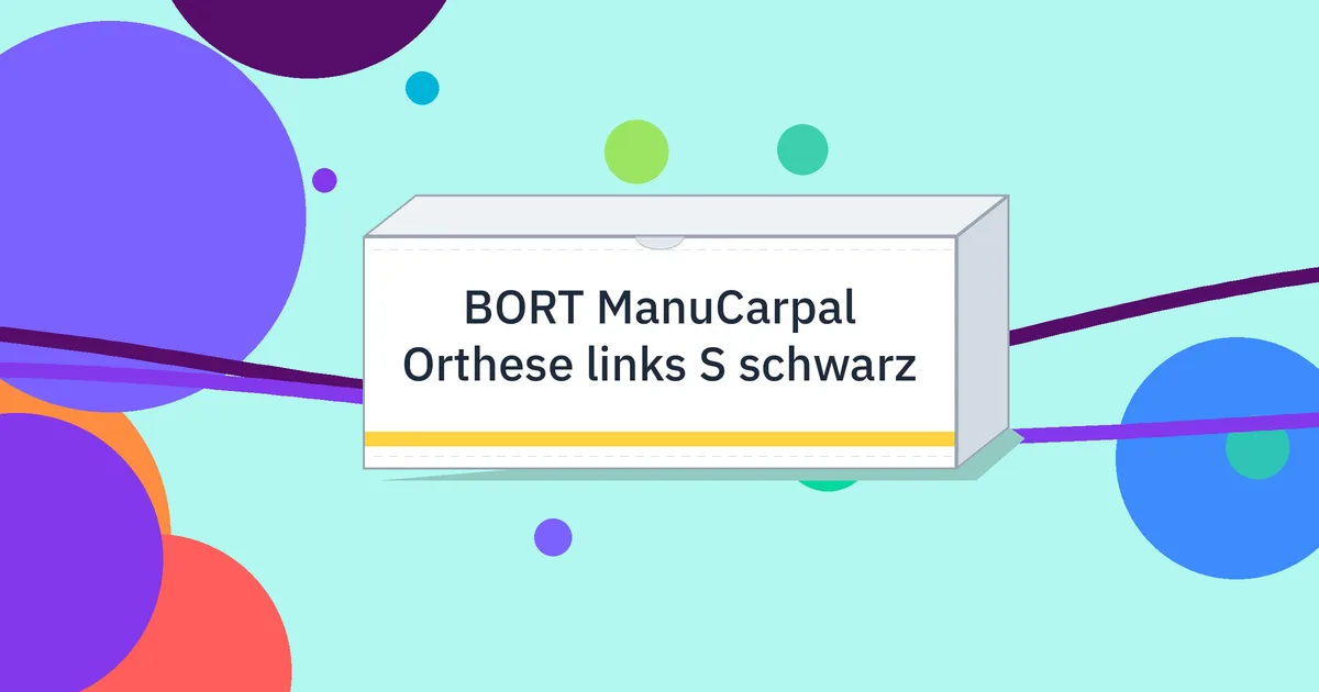Symbolbild: Packung mit der Aufschrift BORT ManuCarpal Orthese links S schwarz (PZN 06156536) – Verfügbarkeit und Bezug in Apotheken in Frankfurt am Main