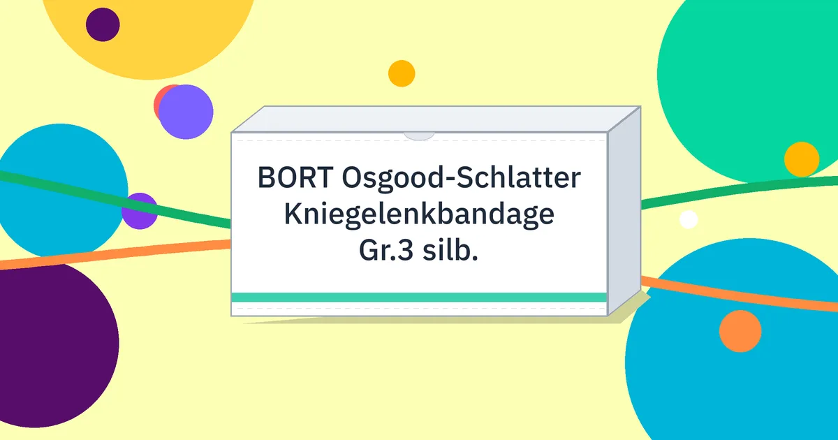 Symbolbild: Packung mit der Aufschrift BORT Osgood-Schlatter Kniegelenkbandage Gr.3 silb. (PZN 16844970) – Verfügbarkeit und Bezug in Apotheken in Frankfurt am Main
