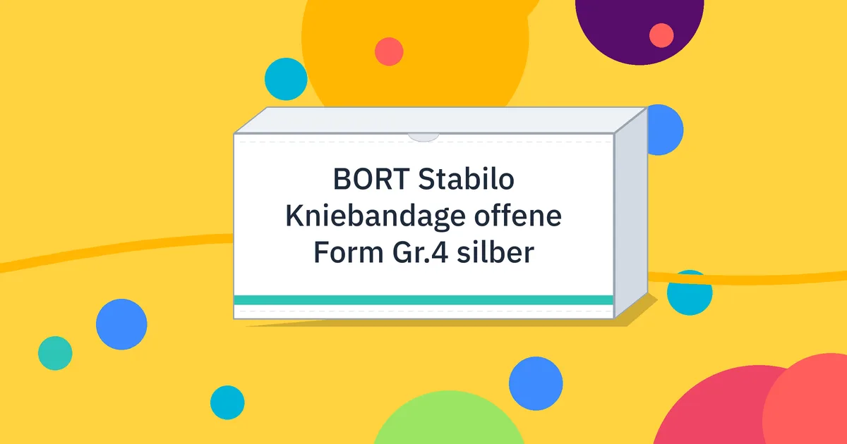 Symbolbild: Packung mit der Aufschrift BORT Stabilo Kniebandage offene Form Gr.4 silber (PZN 15257029) – Verfügbarkeit und Bezug in Apotheken in Frankfurt am Main