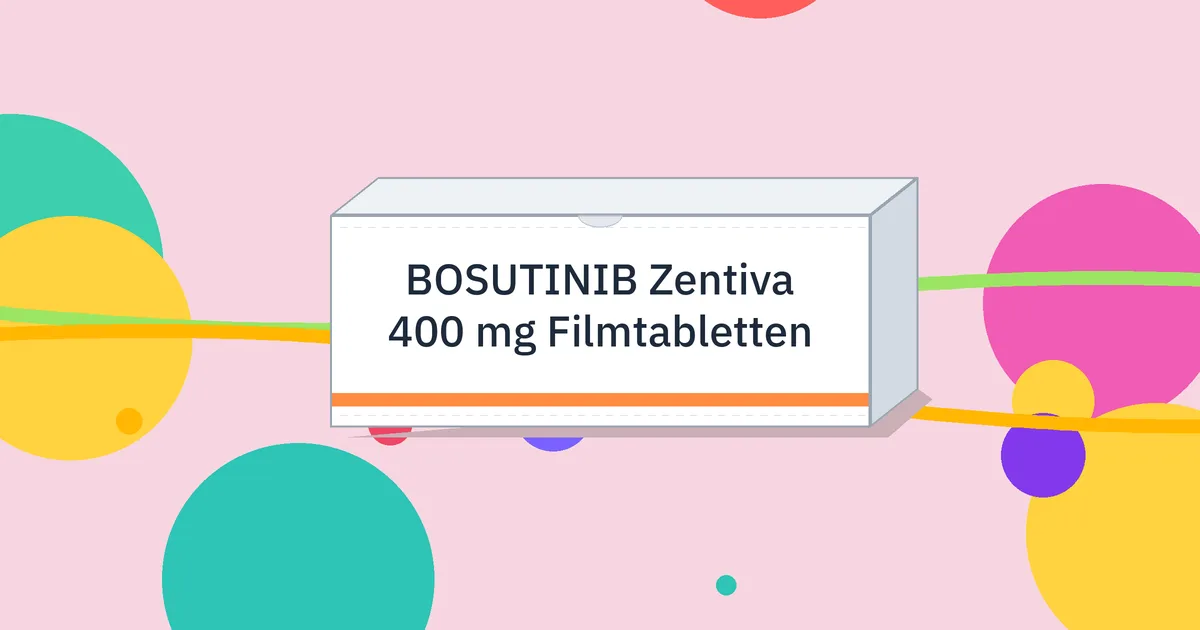 Symbolbild: Packung mit der Aufschrift BOSUTINIB Zentiva 400 mg Filmtabletten (PZN 18745166) – Verfügbarkeit und Bezug in Apotheken in Frankfurt am Main
