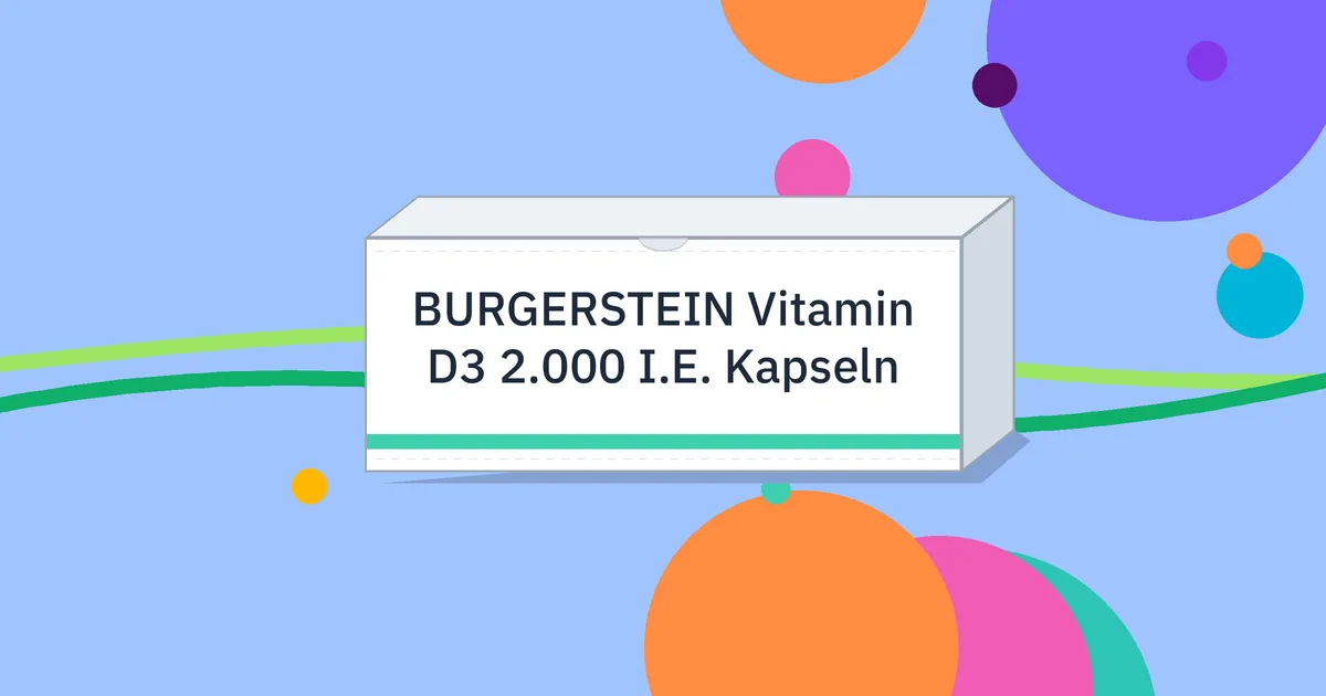 Symbolbild: Packung mit der Aufschrift BURGERSTEIN Vitamin D3 2.000 I.E. Kapseln (PZN 17375307) – Verfügbarkeit und Bezug in Apotheken in Frankfurt am Main