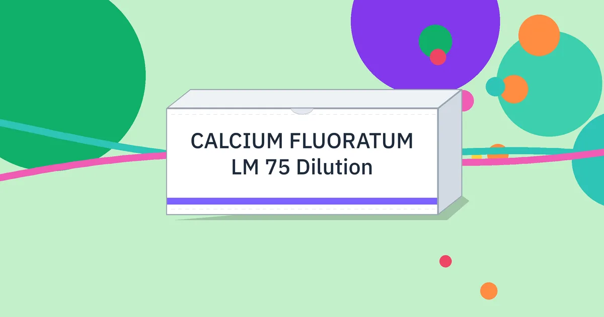 Symbolbild: Packung mit der Aufschrift CALCIUM FLUORATUM LM 75 Dilution (PZN 12804583) – Verfügbarkeit und Bezug in Apotheken in Frankfurt am Main