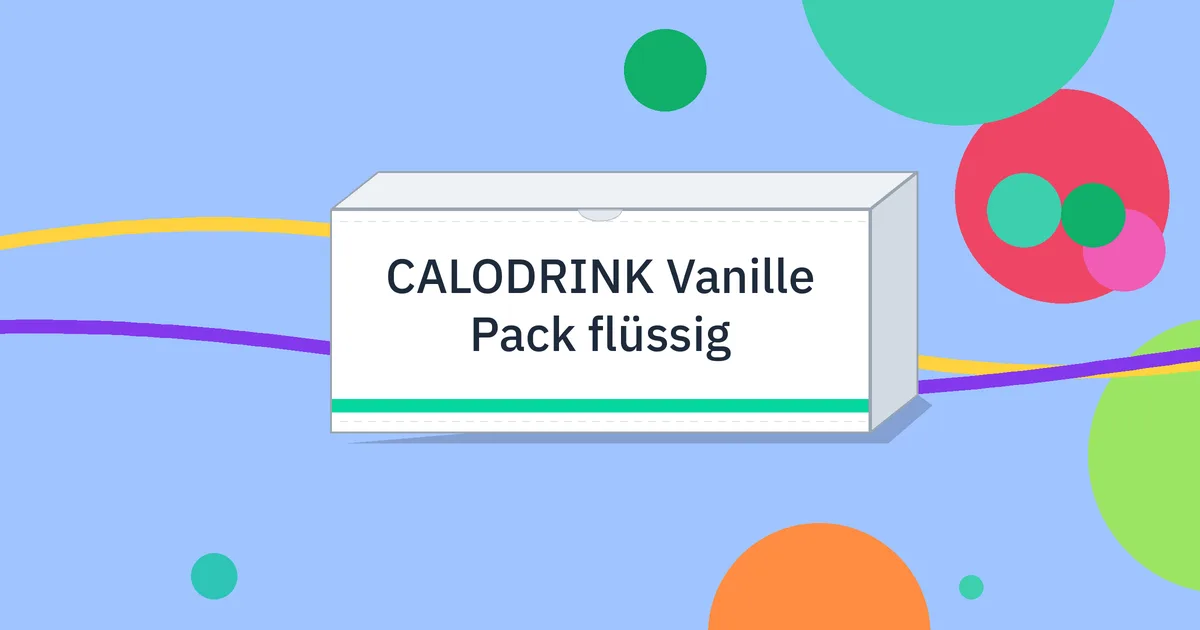 Symbolbild: Packung mit der Aufschrift CALODRINK Vanille Pack flüssig (PZN 20366080) – Verfügbarkeit und Bezug in Apotheken in Frankfurt am Main