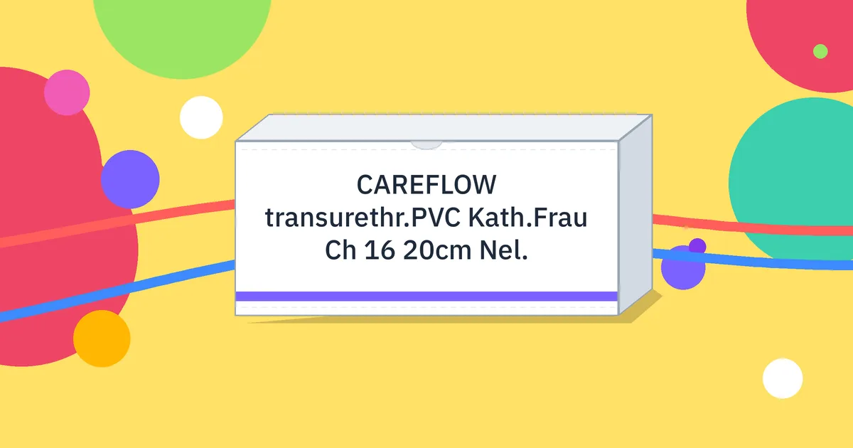 Symbolbild: Packung mit der Aufschrift CAREFLOW transurethr.PVC Kath.Frau Ch 16 20cm Nel. (PZN 18321035) – Verfügbarkeit und Bezug in Apotheken in Frankfurt am Main