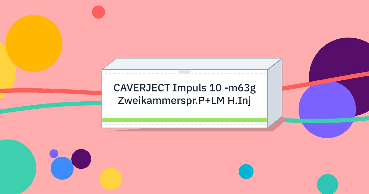 Symbolbild: Packung mit der Aufschrift CAVERJECT Impuls 10 -m63g Zweikammerspr.P+LM H.Inj (PZN 01658859) – Verfügbarkeit und Bezug in Apotheken in Frankfurt am Main