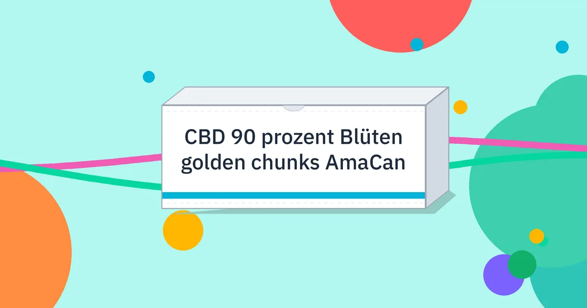 Symbolbild: Packung mit der Aufschrift CBD 90 prozent Blüten golden chunks AmaCan (PZN 18213860) – Verfügbarkeit und Bezug in Apotheken in Frankfurt am Main