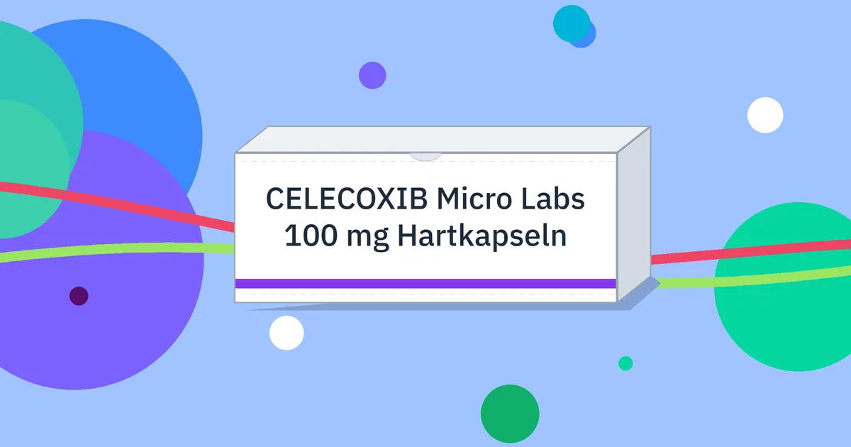 Symbolbild: Packung mit der Aufschrift CELECOXIB Micro Labs 100 mg Hartkapseln (PZN 10517230) – Verfügbarkeit und Bezug in Apotheken in Frankfurt am Main
