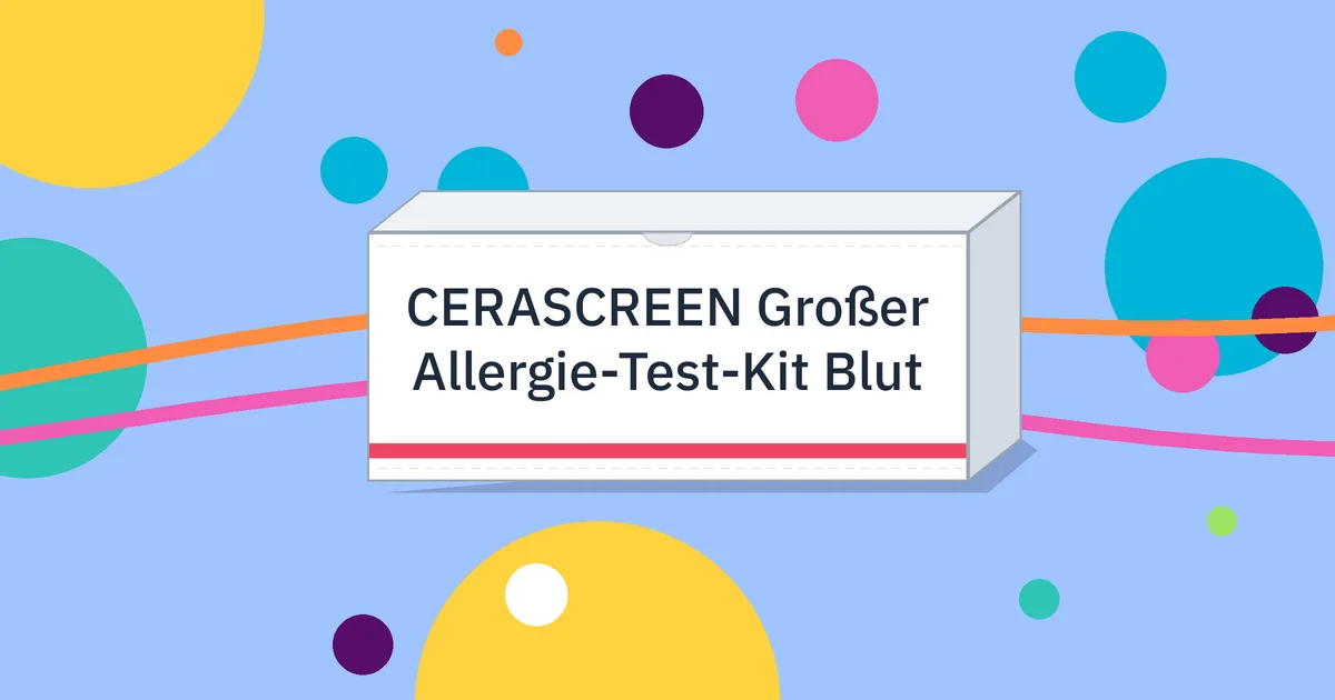 Symbolbild: Packung mit der Aufschrift CERASCREEN Großer Allergie-Test-Kit Blut (PZN 17977288) – Verfügbarkeit und Bezug in Apotheken in Frankfurt am Main