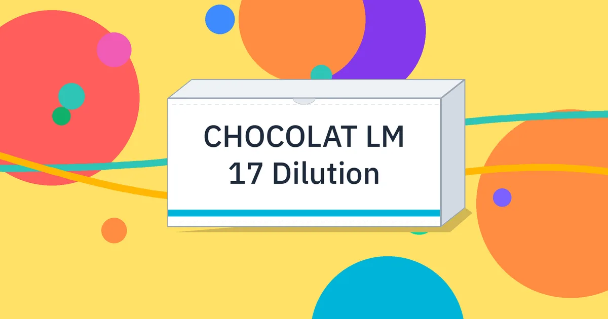 Symbolbild: Packung mit der Aufschrift CHOCOLAT LM 17 Dilution (PZN 12816959) – Verfügbarkeit und Bezug in Apotheken in Frankfurt am Main