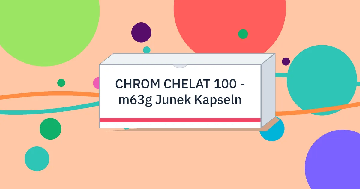 Symbolbild: Packung mit der Aufschrift CHROM CHELAT 100 -m63g Junek Kapseln (PZN 10304847) – Verfügbarkeit und Bezug in Apotheken in Frankfurt am Main