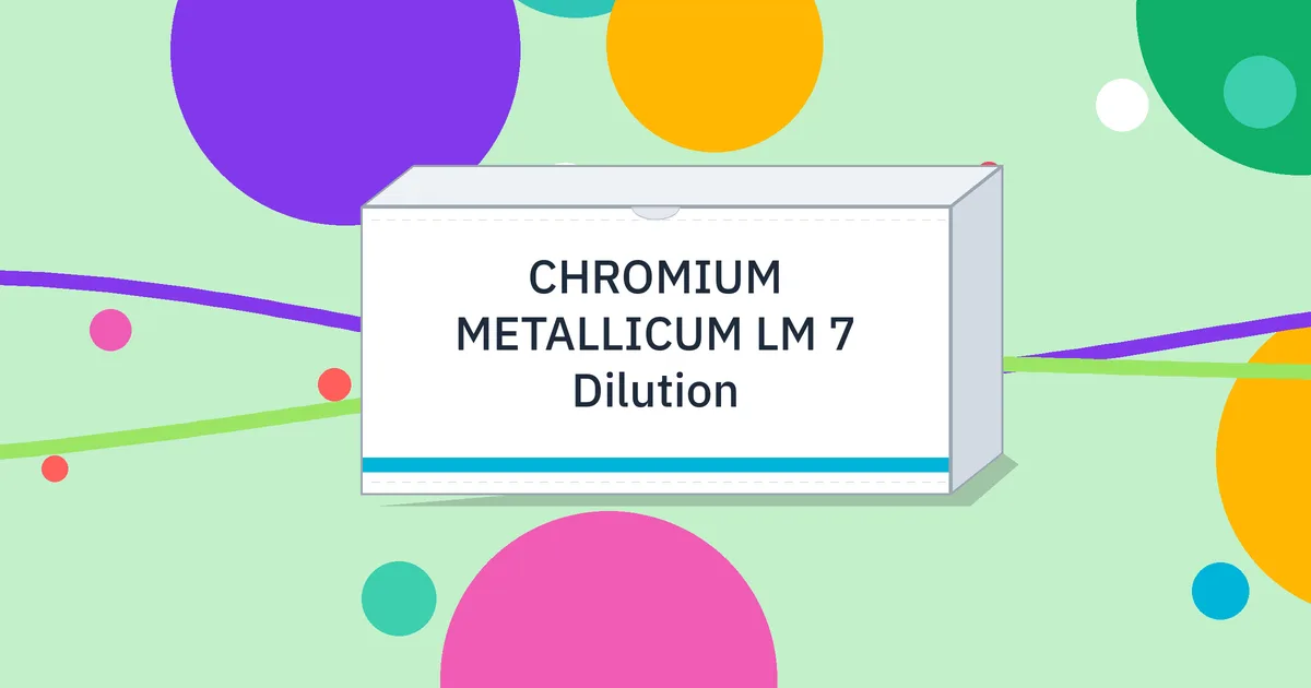 Symbolbild: Packung mit der Aufschrift CHROMIUM METALLICUM LM 7 Dilution (PZN 12817746) – Verfügbarkeit und Bezug in Apotheken in Frankfurt am Main