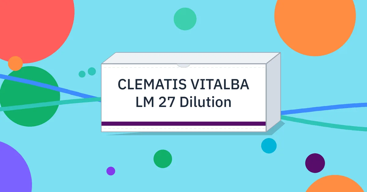 Symbolbild: Packung mit der Aufschrift CLEMATIS VITALBA LM 27 Dilution (PZN 13447530) – Verfügbarkeit und Bezug in Apotheken in Frankfurt am Main