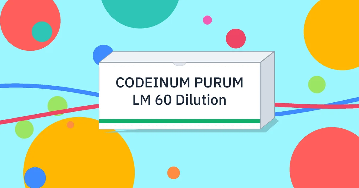 Symbolbild: Packung mit der Aufschrift CODEINUM PURUM LM 60 Dilution (PZN 12830681) – Verfügbarkeit und Bezug in Apotheken in Frankfurt am Main