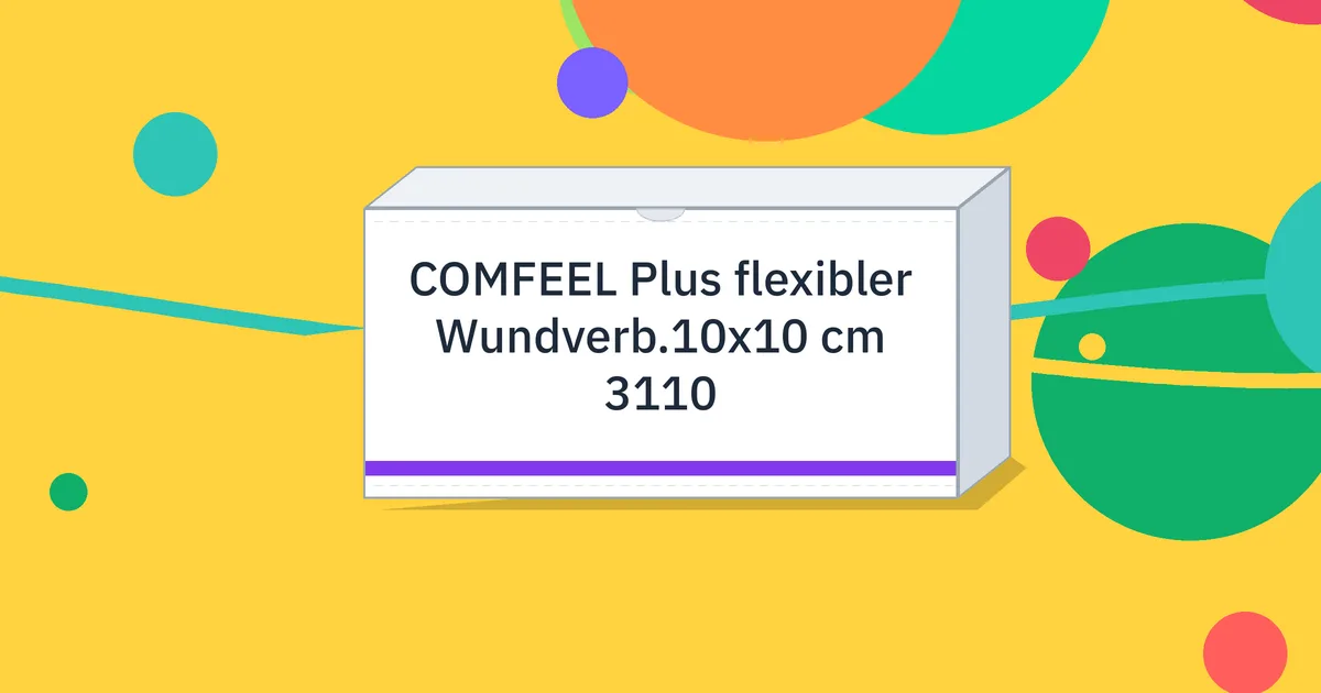 Symbolbild: Packung mit der Aufschrift COMFEEL Plus flexibler Wundverb.10x10 cm 3110 (PZN 10067353) – Verfügbarkeit und Bezug in Apotheken in Frankfurt am Main