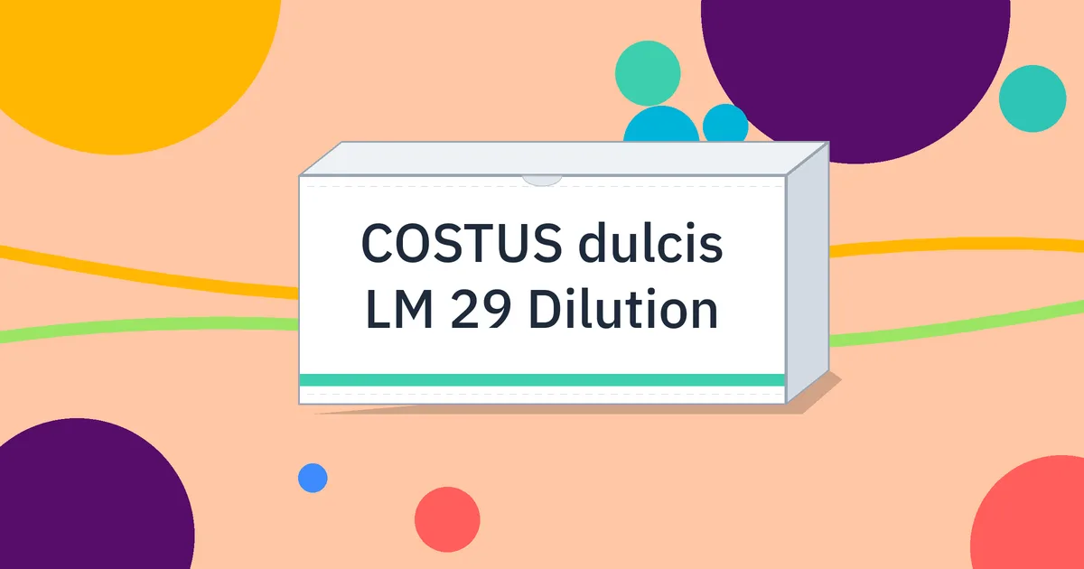 Symbolbild: Packung mit der Aufschrift COSTUS dulcis LM 29 Dilution (PZN 13455110) – Verfügbarkeit und Bezug in Apotheken in Frankfurt am Main
