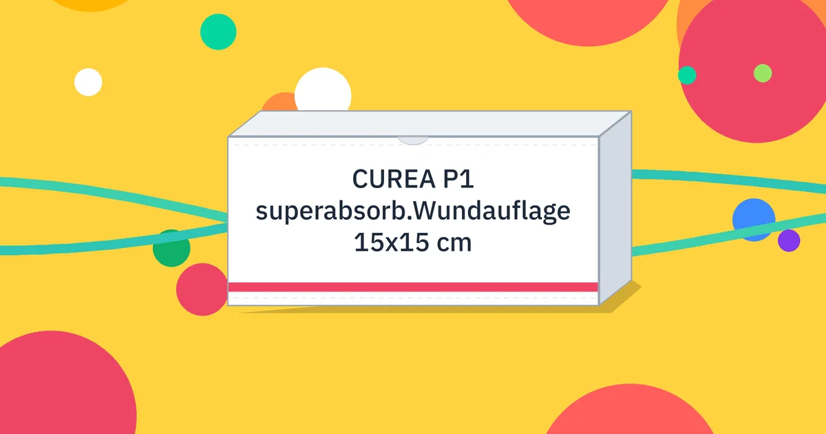 Symbolbild: Packung mit der Aufschrift CUREA P1 superabsorb.Wundauflage 15x15 cm (PZN 10286316) – Verfügbarkeit und Bezug in Apotheken in Frankfurt am Main