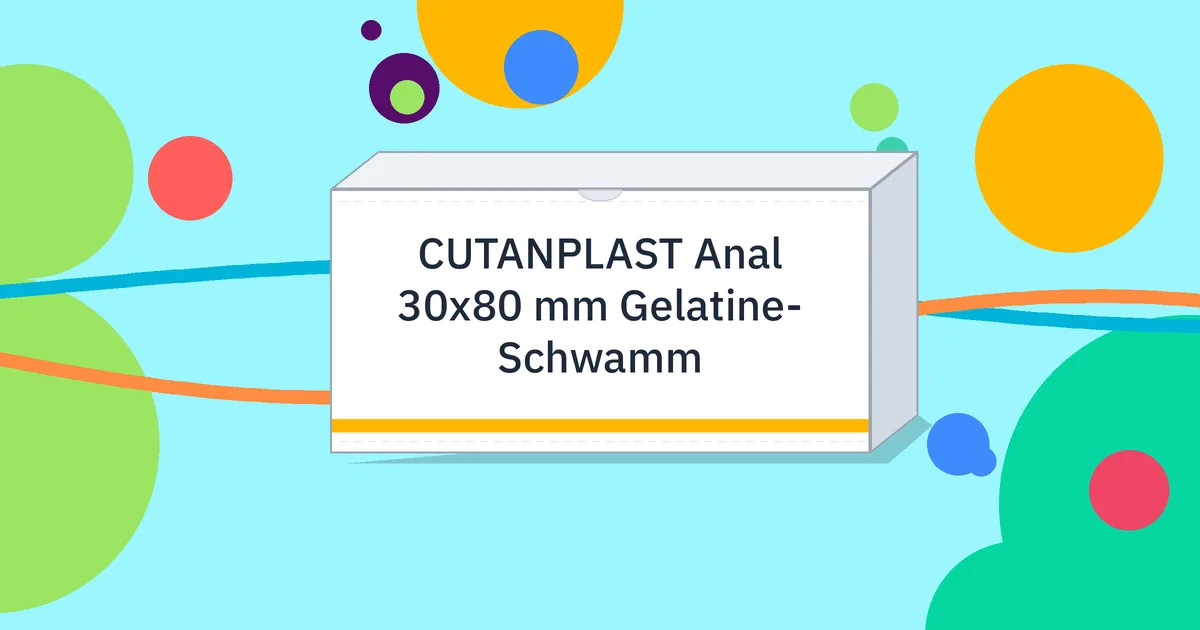 Symbolbild: Packung mit der Aufschrift CUTANPLAST Anal 30x80 mm Gelatine-Schwamm (PZN 12425288) – Verfügbarkeit und Bezug in Apotheken in Frankfurt am Main