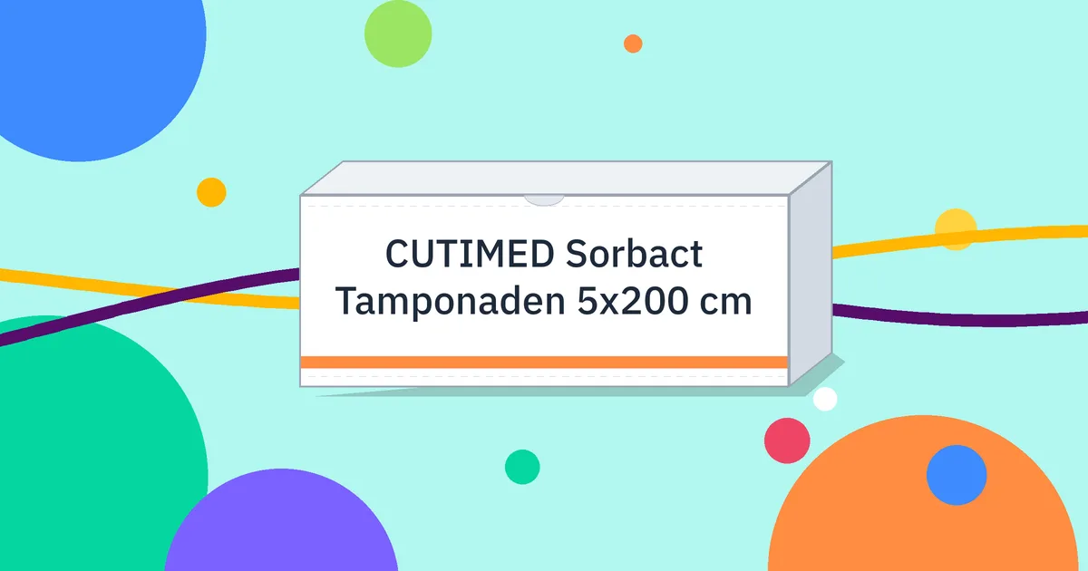 Symbolbild: Packung mit der Aufschrift CUTIMED Sorbact Tamponaden 5x200 cm (PZN 17563440) – Verfügbarkeit und Bezug in Apotheken in Frankfurt am Main
