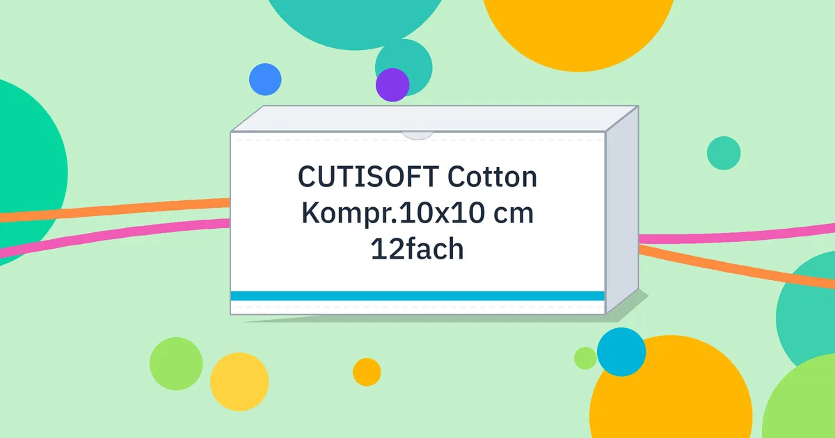 Symbolbild: Packung mit der Aufschrift CUTISOFT Cotton Kompr.10x10 cm 12fach (PZN 06477832) – Verfügbarkeit und Bezug in Apotheken in Frankfurt am Main
