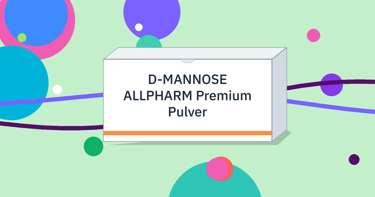 Symbolbild: Packung mit der Aufschrift D-MANNOSE ALLPHARM Premium Pulver (PZN 19361367) – Verfügbarkeit und Bezug in Apotheken in Frankfurt am Main