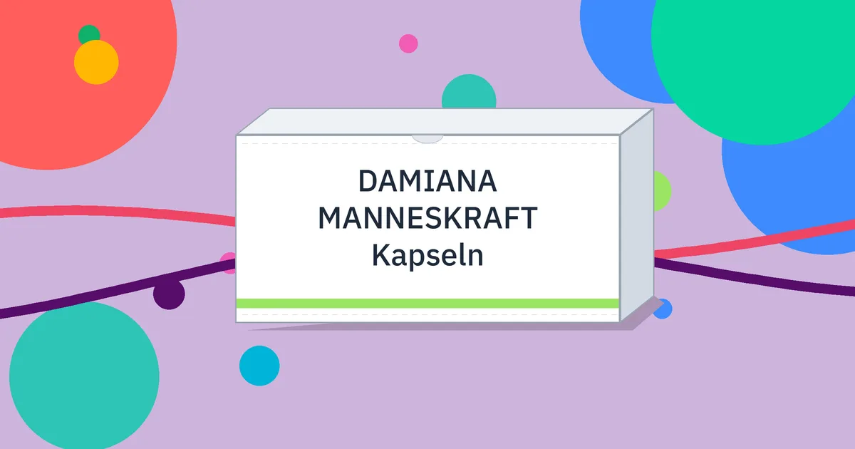 Symbolbild: Packung mit der Aufschrift DAMIANA MANNESKRAFT Kapseln (PZN 16581861) – Verfügbarkeit und Bezug in Apotheken in Frankfurt am Main