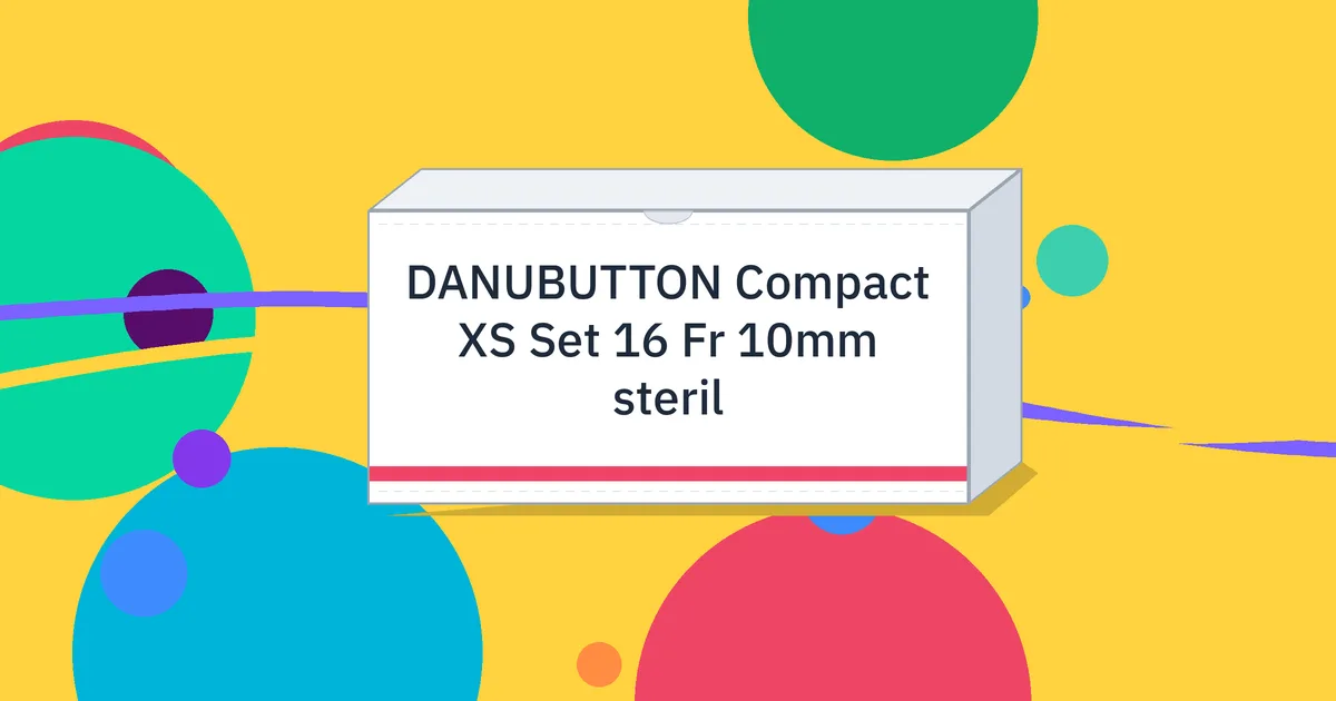 Symbolbild: Packung mit der Aufschrift DANUBUTTON Compact XS Set 16 Fr 10mm steril (PZN 19852786) – Verfügbarkeit und Bezug in Apotheken in Frankfurt am Main