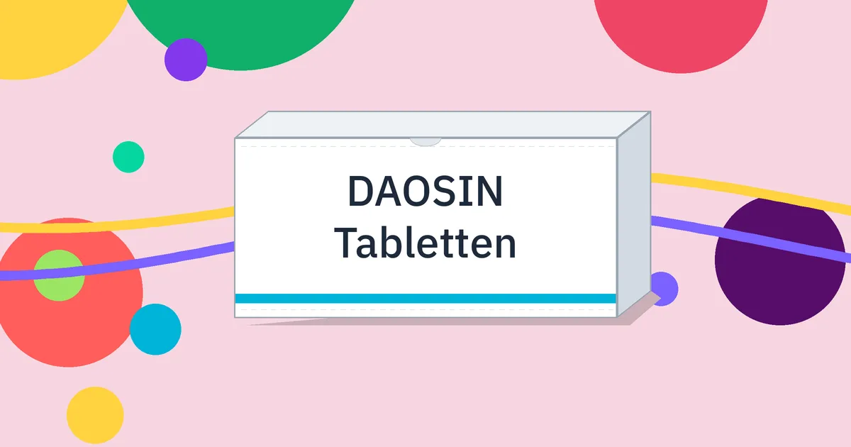 Symbolbild: Packung mit der Aufschrift DAOSIN Tabletten (PZN 17587920) – Verfügbarkeit und Bezug in Apotheken in Frankfurt am Main