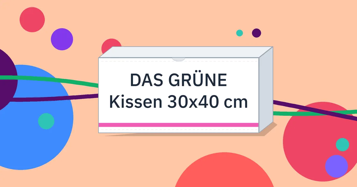Symbolbild: Packung mit der Aufschrift DAS GRÜNE Kissen 30x40 cm (PZN 07701757) – Verfügbarkeit und Bezug in Apotheken in Frankfurt am Main