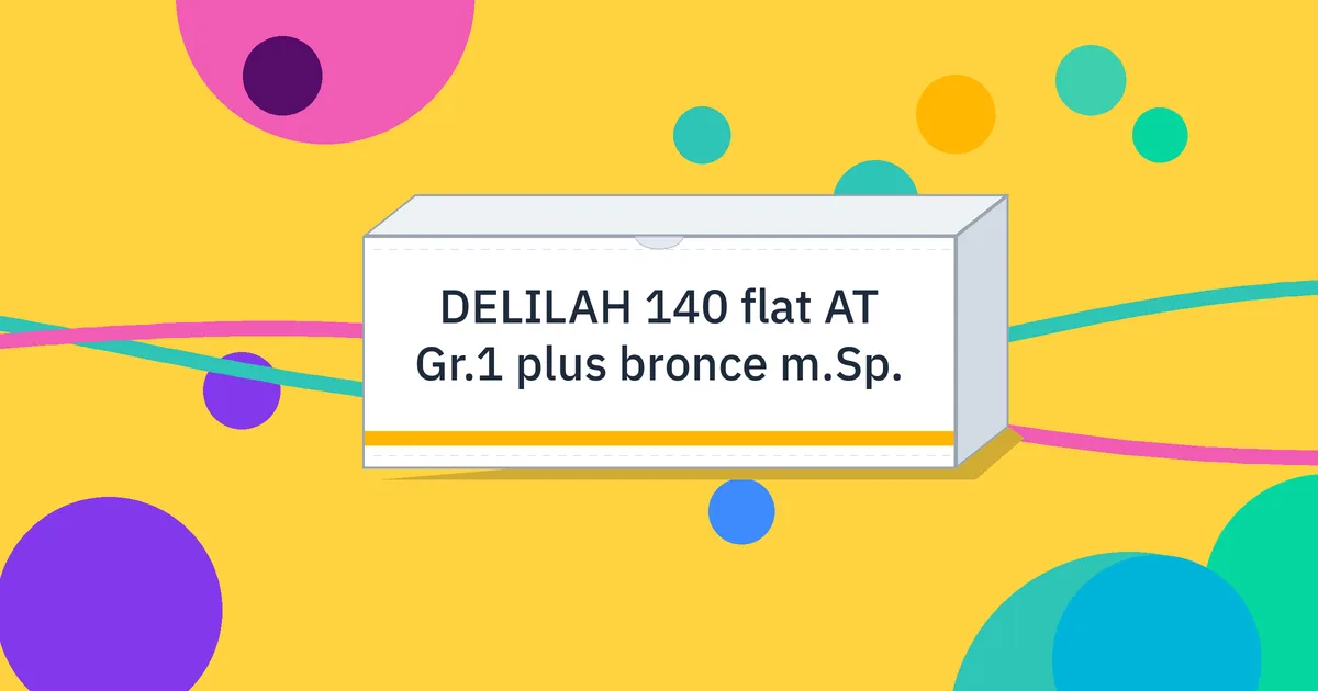 Symbolbild: Packung mit der Aufschrift DELILAH 140 flat AT Gr.1 plus bronce m.Sp. (PZN 14247922) – Verfügbarkeit und Bezug in Apotheken in Frankfurt am Main
