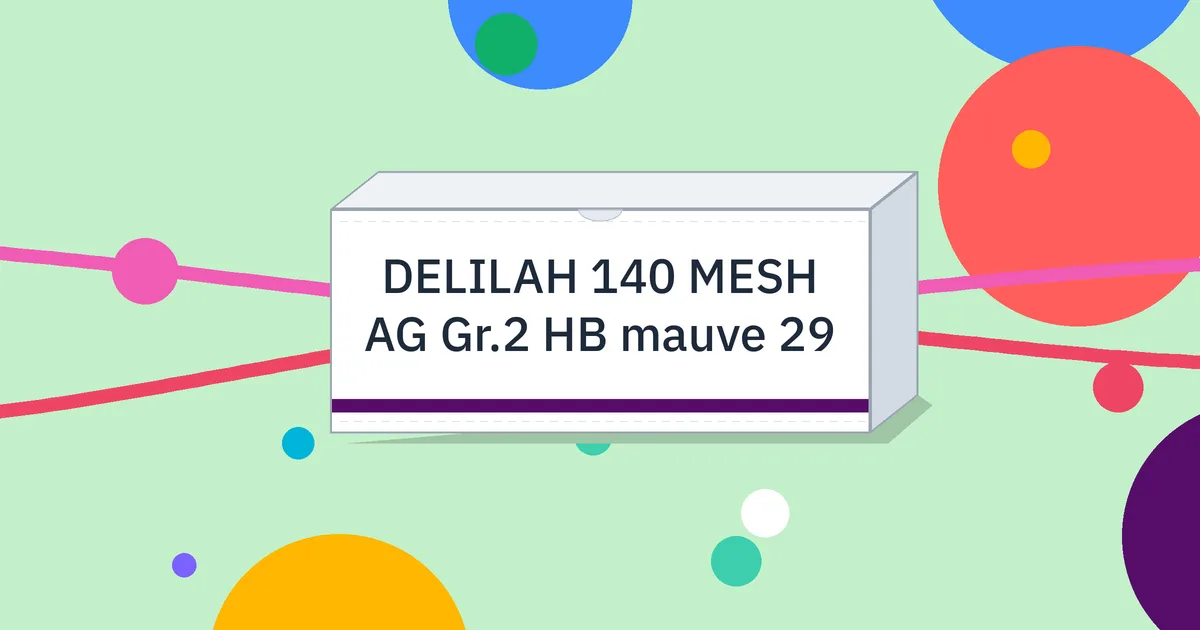 Symbolbild: Packung mit der Aufschrift DELILAH 140 MESH AG Gr.2 HB mauve 29 (PZN 13849530) – Verfügbarkeit und Bezug in Apotheken in Frankfurt am Main