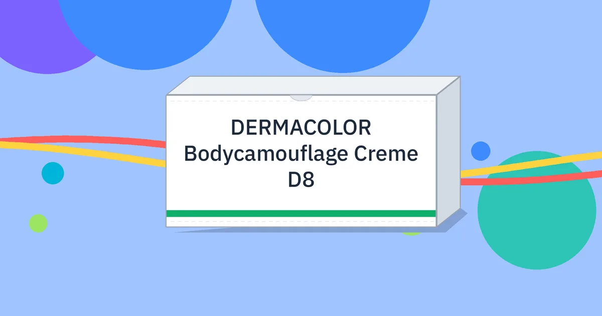 Symbolbild: Packung mit der Aufschrift DERMACOLOR Bodycamouflage Creme D8 (PZN 15818410) – Verfügbarkeit und Bezug in Apotheken in Frankfurt am Main