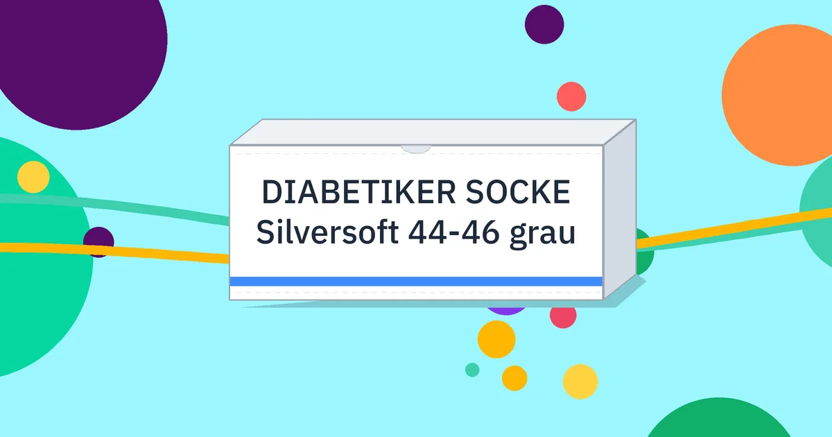 Symbolbild: Packung mit der Aufschrift DIABETIKER SOCKE Silversoft 44-46 grau (PZN 01894821) – Verfügbarkeit und Bezug in Apotheken in Frankfurt am Main