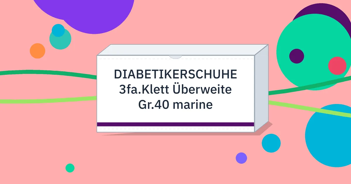 Symbolbild: Packung mit der Aufschrift DIABETIKERSCHUHE 3fa.Klett Überweite Gr.40 marine (PZN 13920831) – Verfügbarkeit und Bezug in Apotheken in Frankfurt am Main