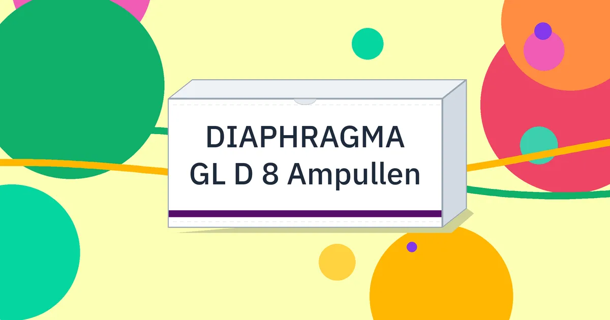 Symbolbild: Packung mit der Aufschrift DIAPHRAGMA GL D 8 Ampullen (PZN 02916849) – Verfügbarkeit und Bezug in Apotheken in Frankfurt am Main