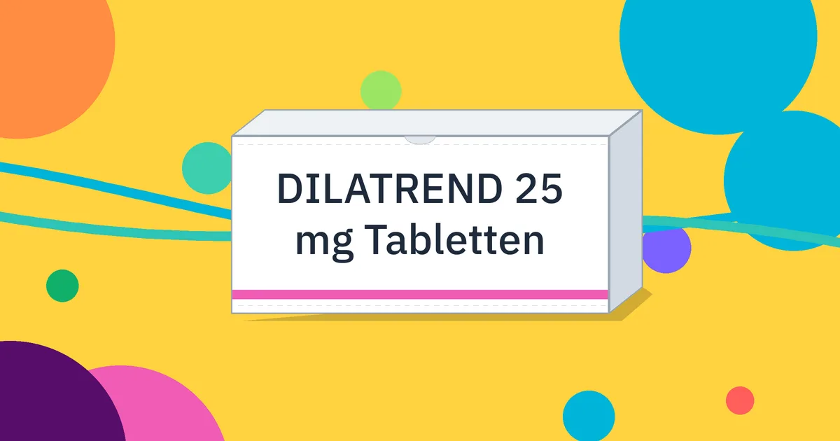Symbolbild: Packung mit der Aufschrift DILATREND 25 mg Tabletten (PZN 08420109) – Verfügbarkeit und Bezug in Apotheken in Frankfurt am Main